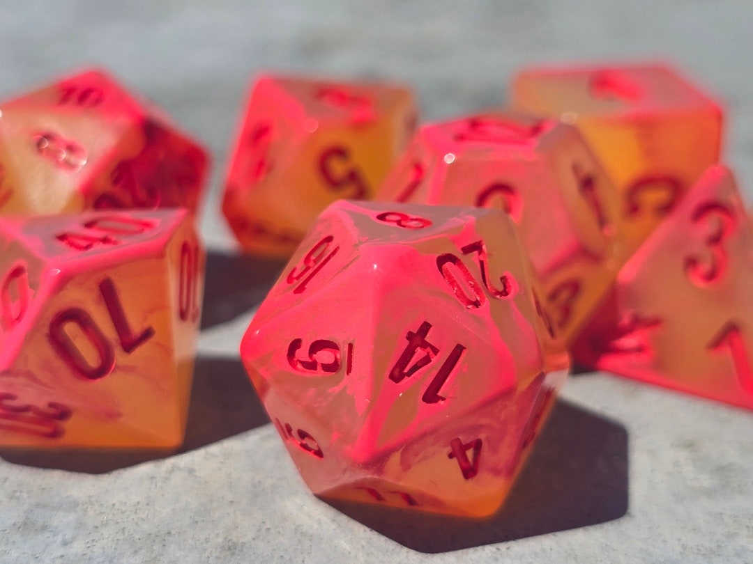 C-grade Fiery Rounded Edge Dice Set. 8 Piece Set. Dice. - Etsy