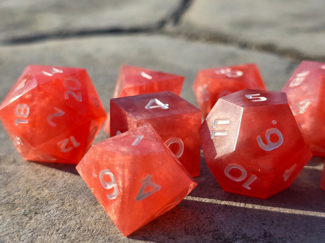 Salmon Pink Sharp Edge Dice Set. Dice. Dnd Dice. TTRPG Dice. - Etsy