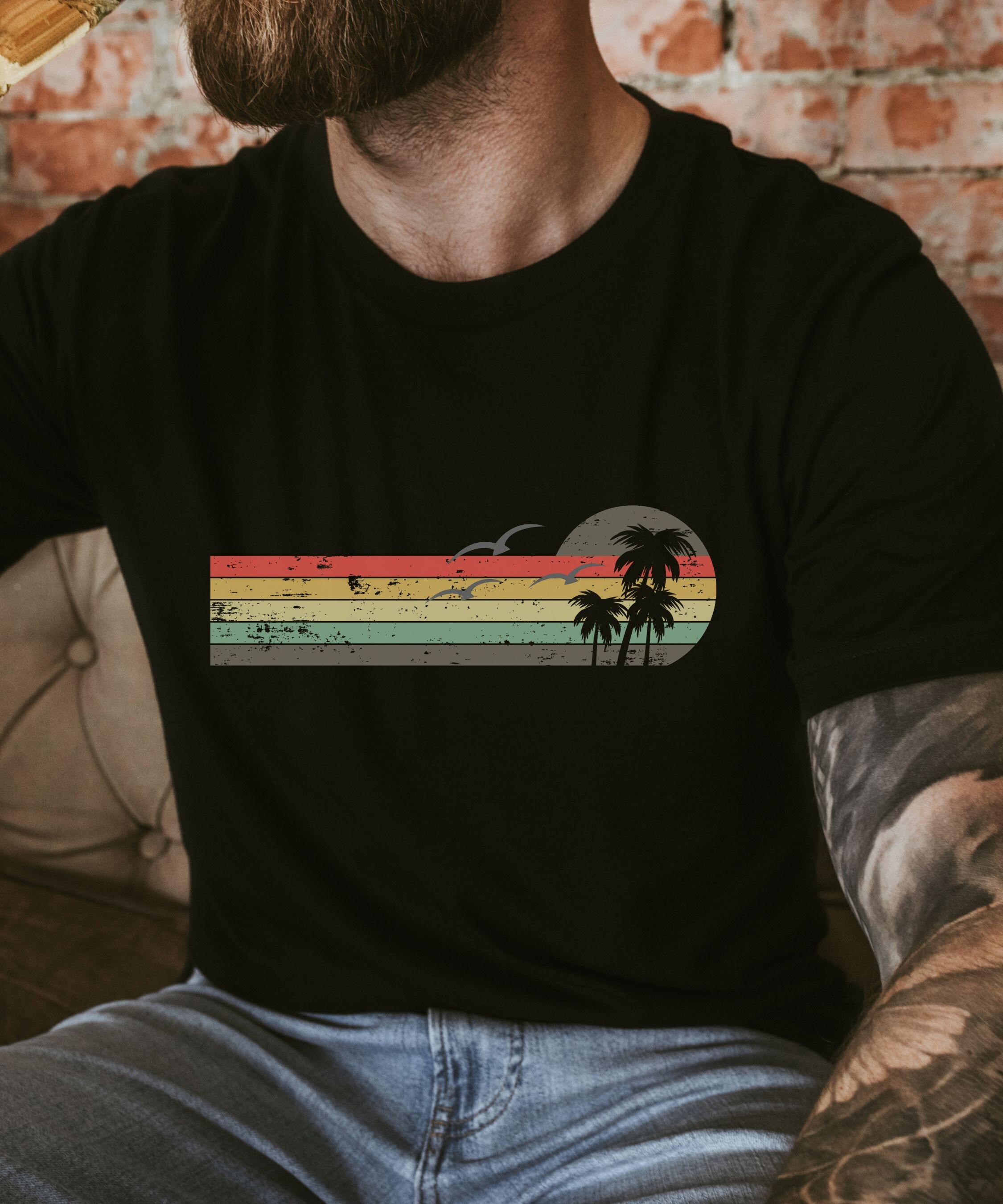 Palm Tree Graphic Men Shirt, Graphic Guys Shirt, Beach Feel Men Shirt ...