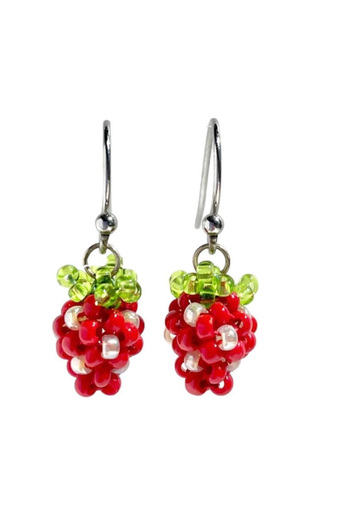 Strawberry Beaded Earrings | Seed Bead Earrings | Fruit Jewelry - Etsy
