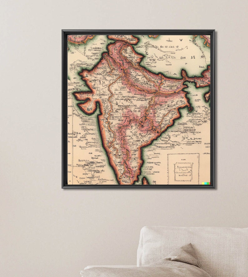 Vintage 1700s Map of India Abstract - Archival Reproduction - India ...