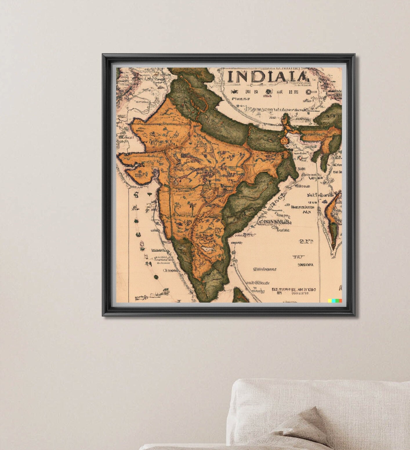 Vintage 1800s Map of India Abstract - Archival Reproduction - India ...