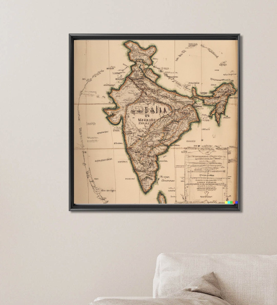 Vintage 1700s Map of India Abstract - Archival Reproduction - India ...