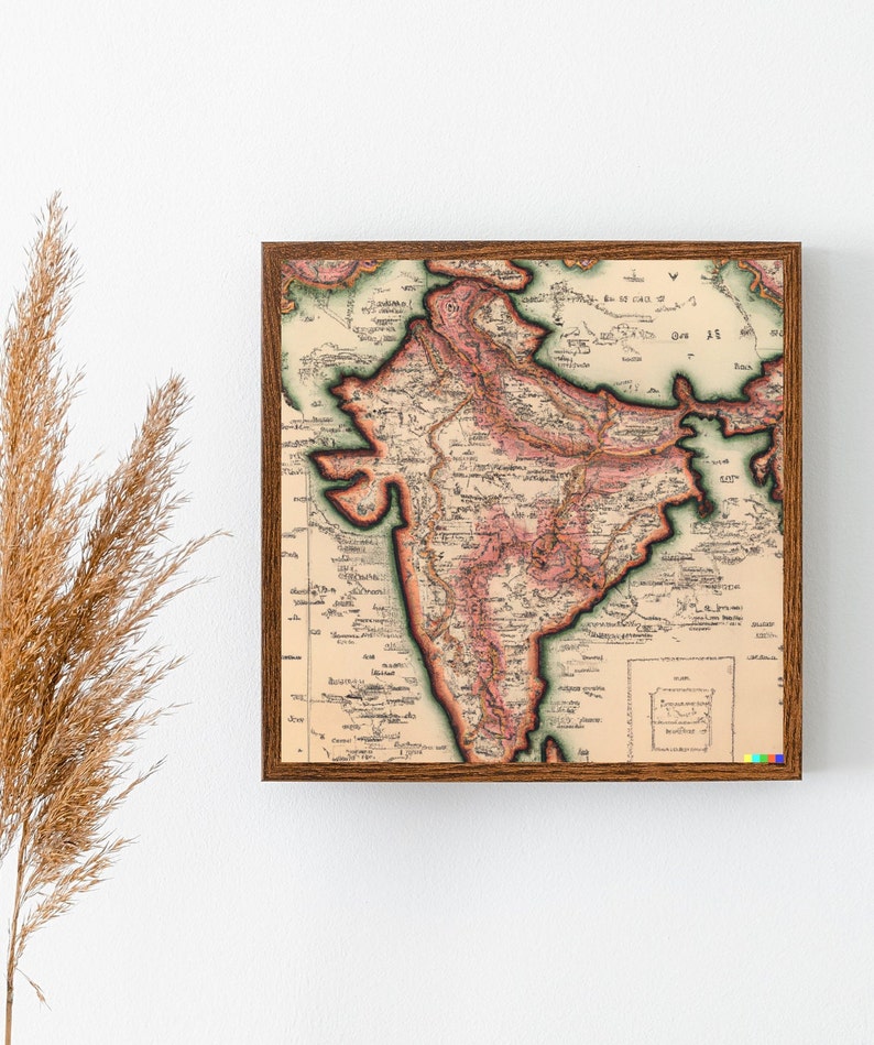 Vintage 1700s Map of India Abstract - Archival Reproduction - India ...
