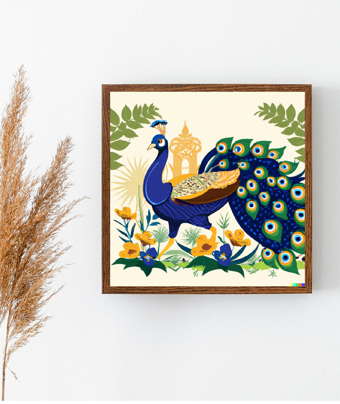 Peacock Indian Art, Floral & Nature Prints, Living Room Decor ...