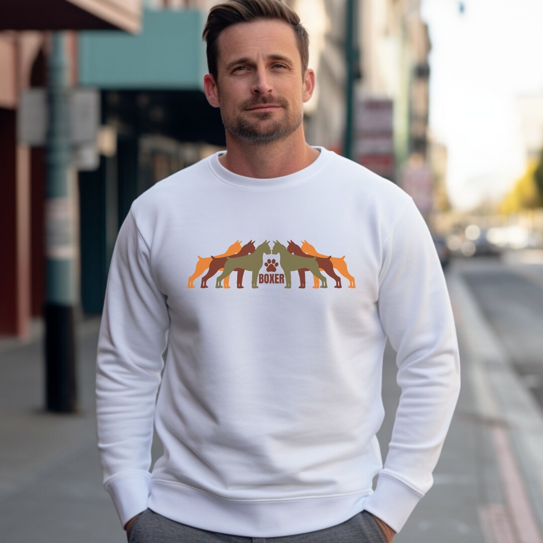 Cute Repeating Pattern Boxer Silhouette Sweatshirt, Boxer Dog Sweater ...