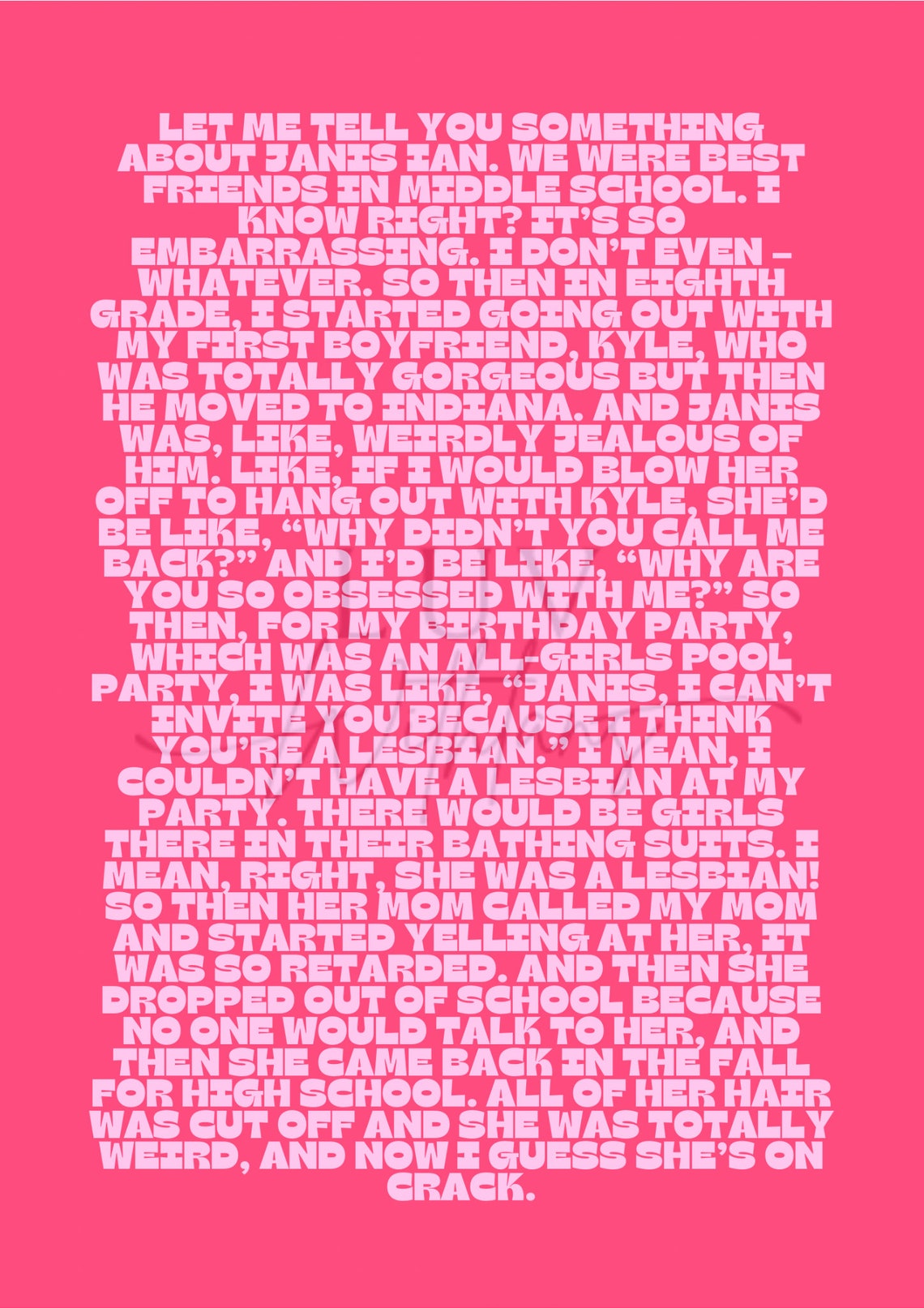 Mean Girls Quote Print Mean Girls Poster Regina George Monologue ...
