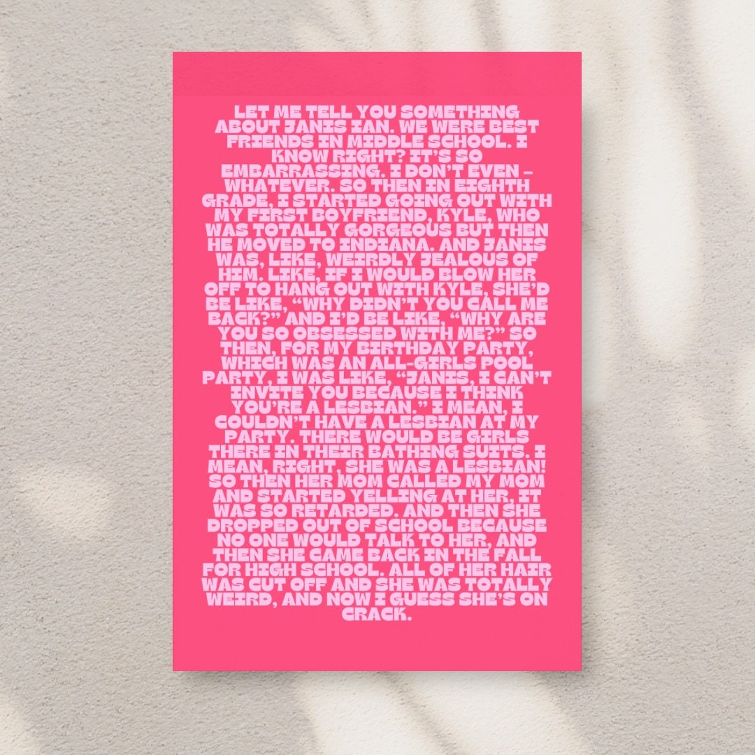 Mean Girls Quote Print Mean Girls Poster Regina George Monologue ...