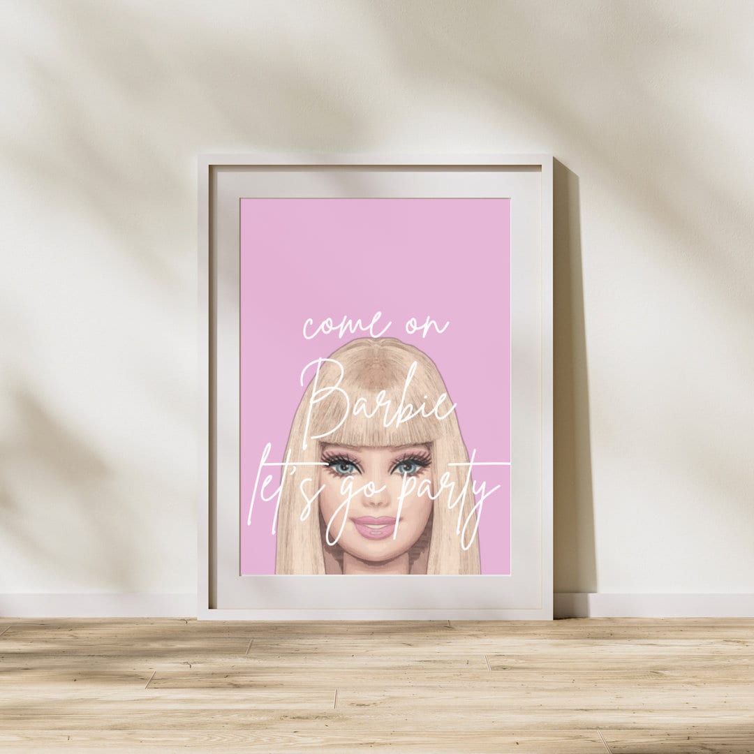 Barbie Inspired Poster Digital Wall Art Barbie Printable Lets Go Party ...