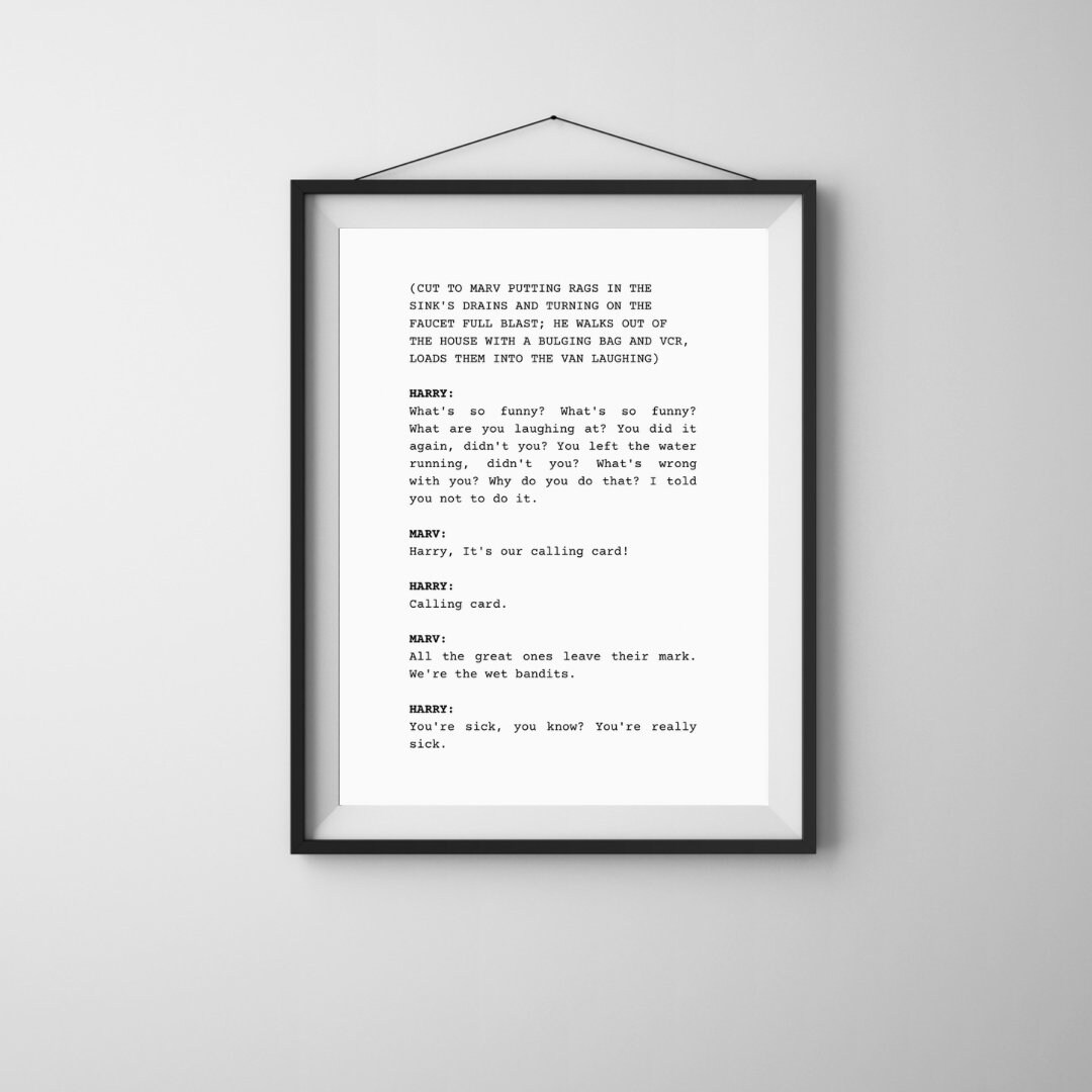 Home Alone Dialogue Digital Wall Art Movie Script - Etsy