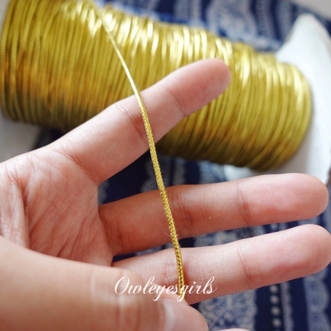 2mm 5yds Metallic Craft Cord, Gold Rope Cording，5 YARDS Cording Ribbon ...