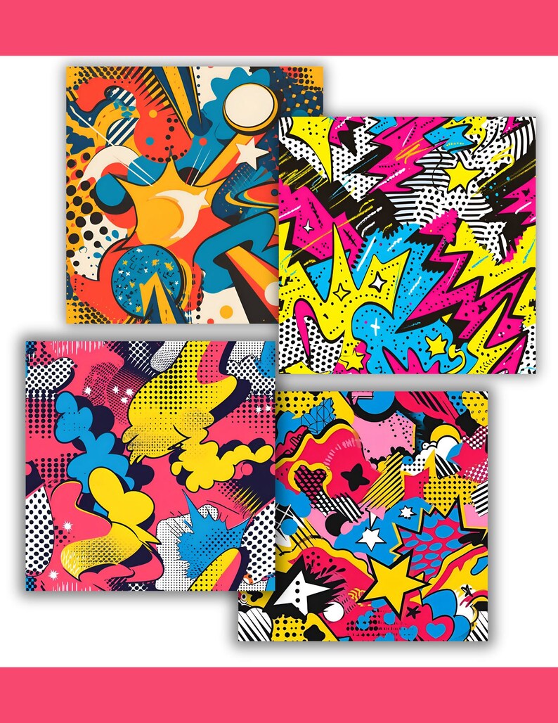 Abstract Comic Pop Seamless Digital Paper Scrapbook Paper Printable ...