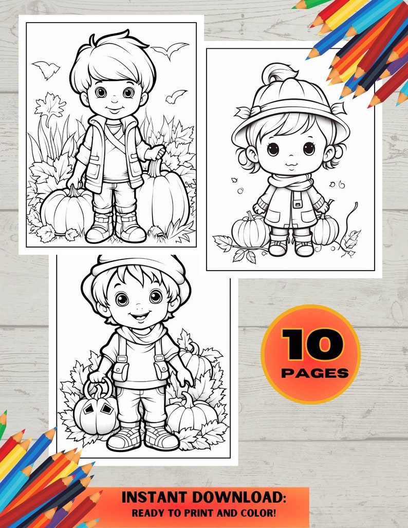 Fall-autumn Coloring Pages, Seasonal Coloring Pages for Kids. - Etsy