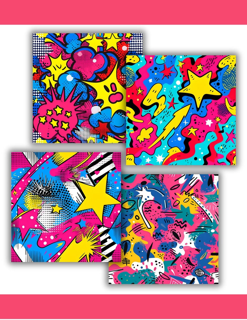 Abstract Comic Pop Seamless Digital Paper Scrapbook Paper Printable ...
