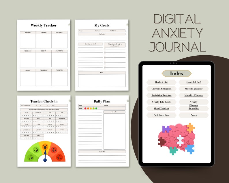 Digital Anxiety Journal Mental Health Tool Wellbeing Stress Reduction ...