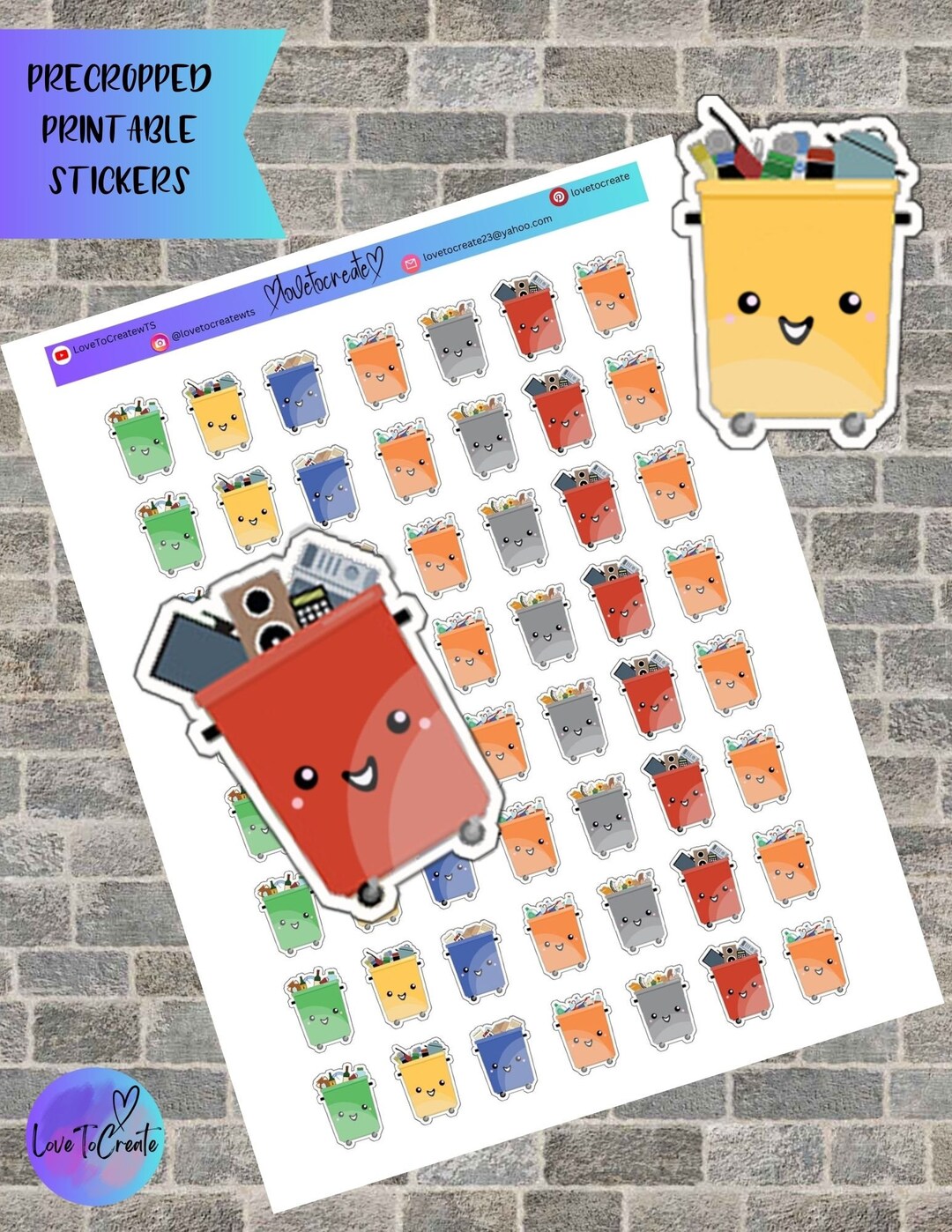 Cute Printable Kawaii Stickers Planner Stickers Functional Stickers Pre ...