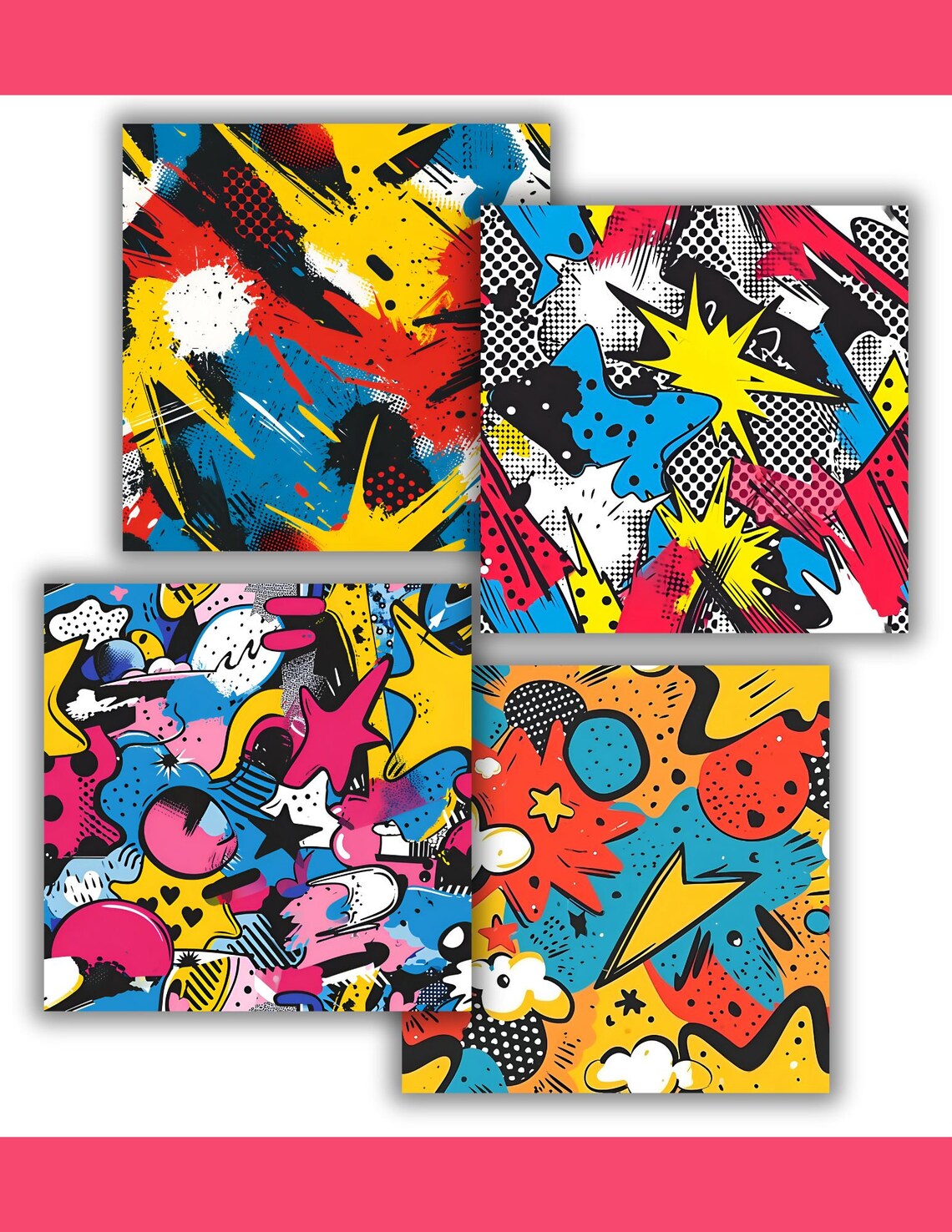 Abstract Comic Pop Seamless Digital Paper Scrapbook Paper Printable ...