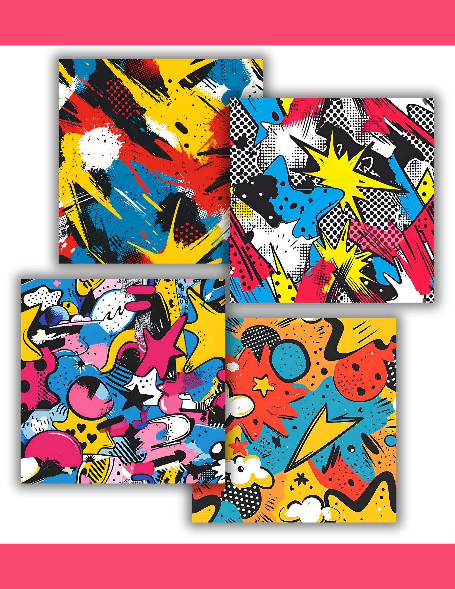 Abstract Comic Pop Seamless Digital Paper Scrapbook Paper Printable ...