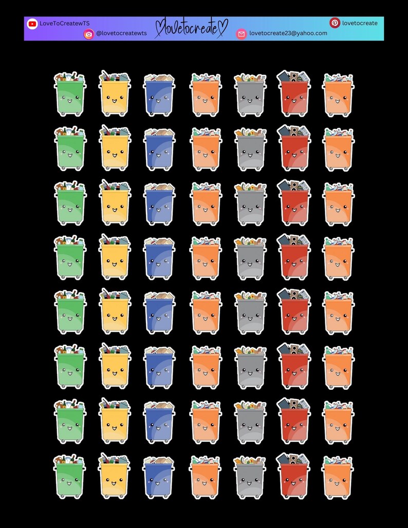 Cute Printable Kawaii Stickers Planner Stickers Functional Stickers Pre ...