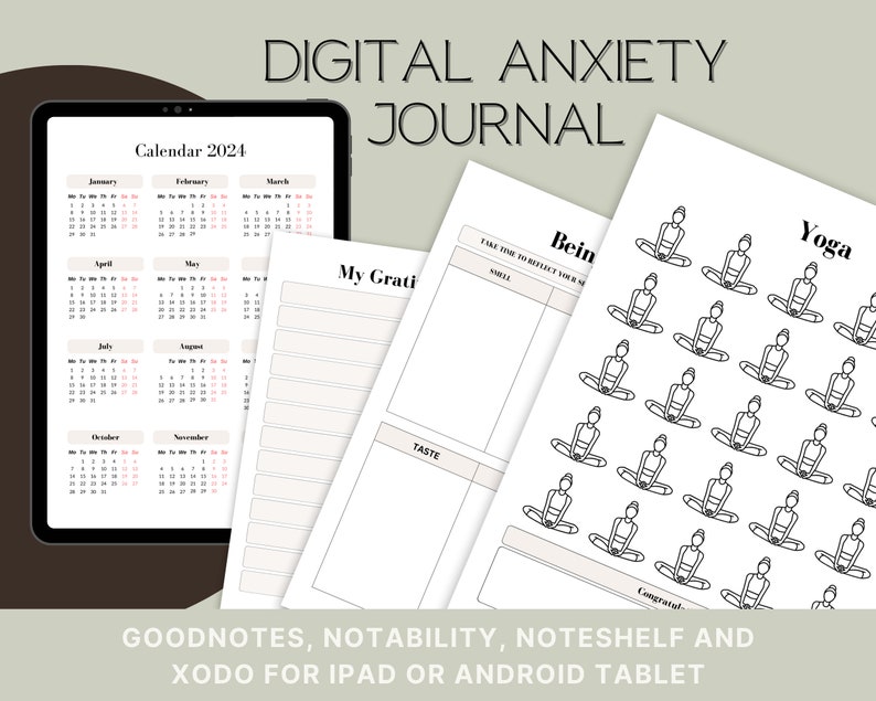 Digital Anxiety Journal Mental Health Tool Wellbeing Stress Reduction ...