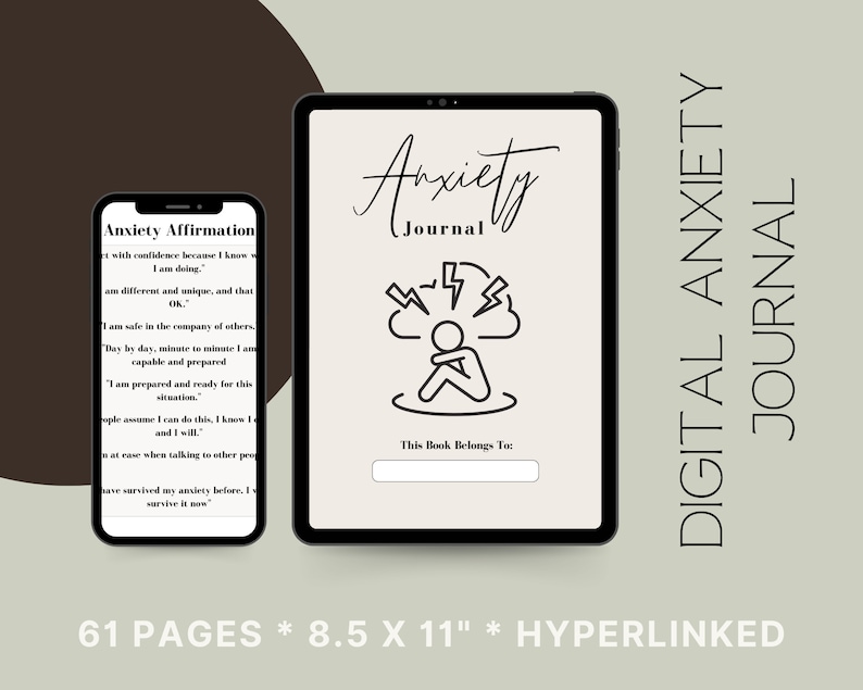 Digital Anxiety Journal Mental Health Tool Wellbeing Stress Reduction ...