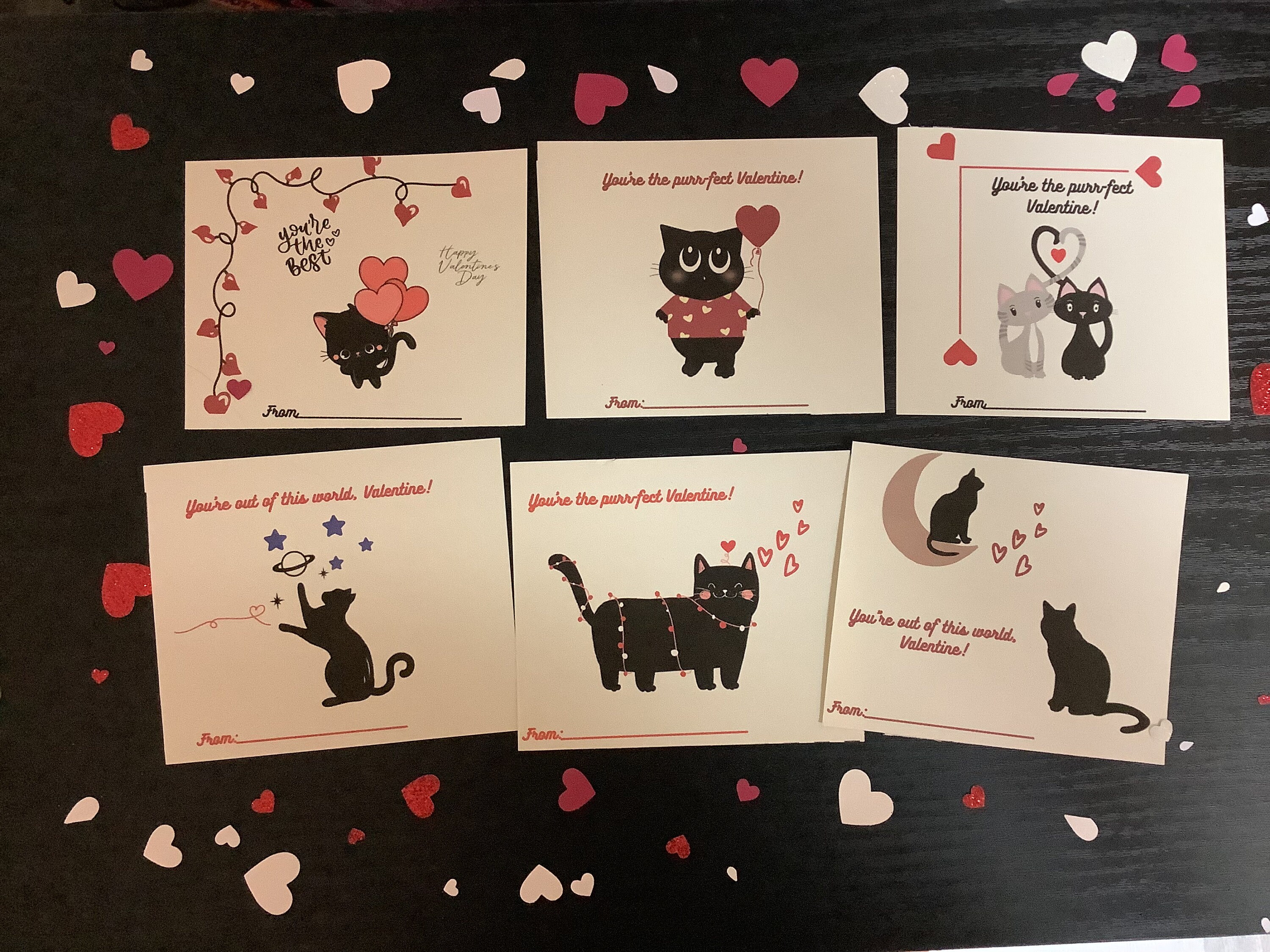Printable Cat Valentines, Classroom Valentines for Kids, Valentine's ...