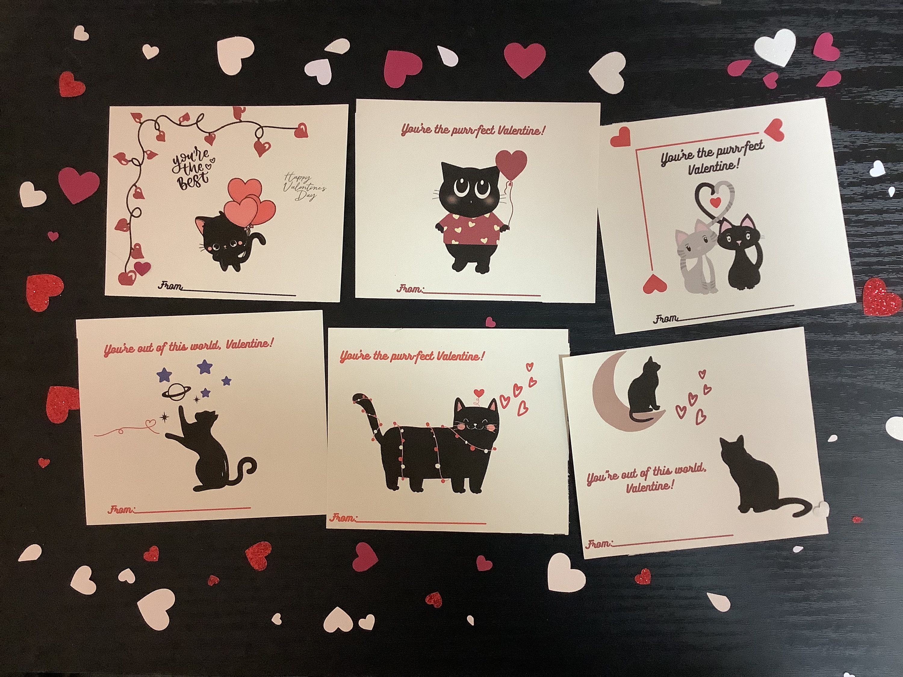 Printable Cat Valentines, Classroom Valentines for Kids, Valentine's ...