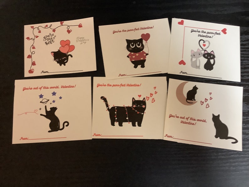 Printable Cat Valentines, Classroom Valentines for Kids, Valentine's ...