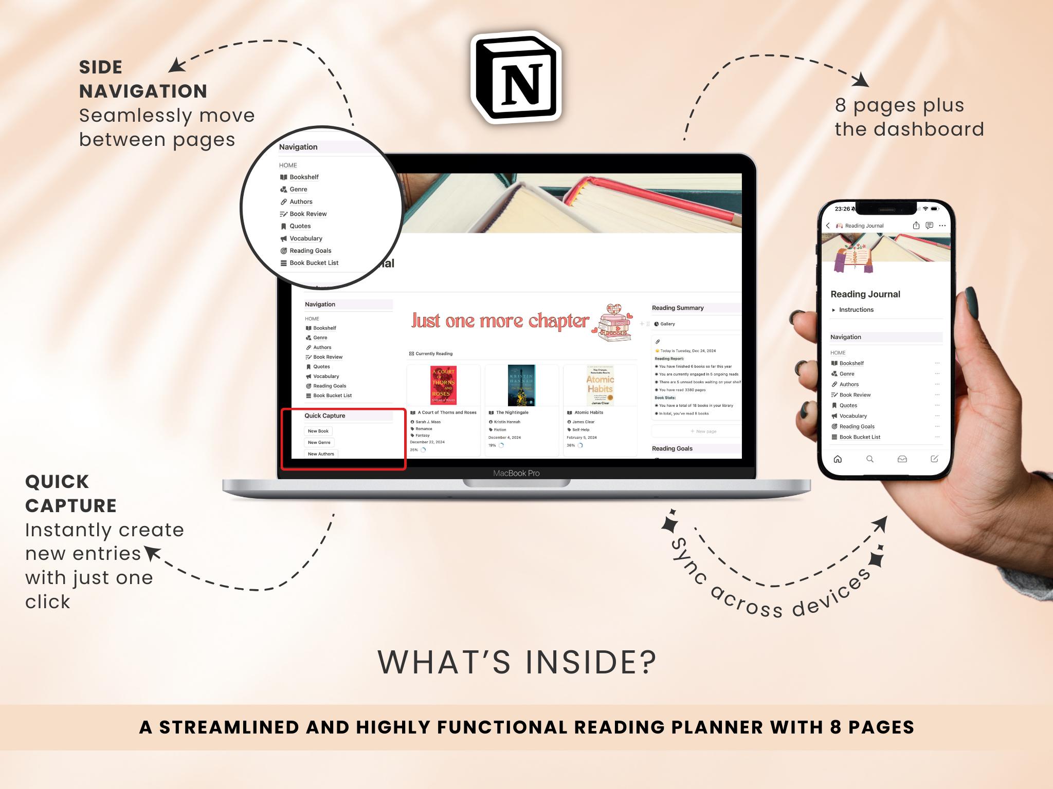Reading Planner Notion Template Book Tracker Notion Book Log Digital ...