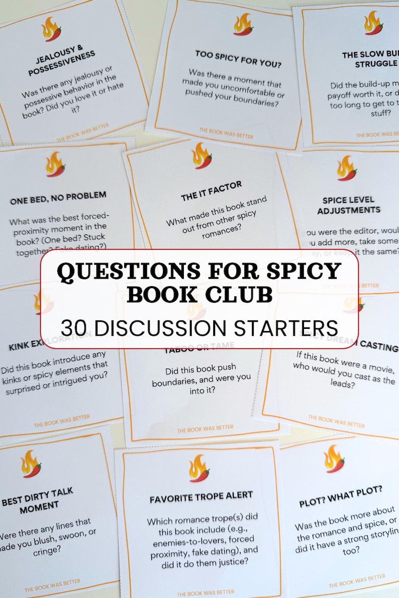 Spicy Book Club Discussion Guide Book Club Icebreaker Book Club ...