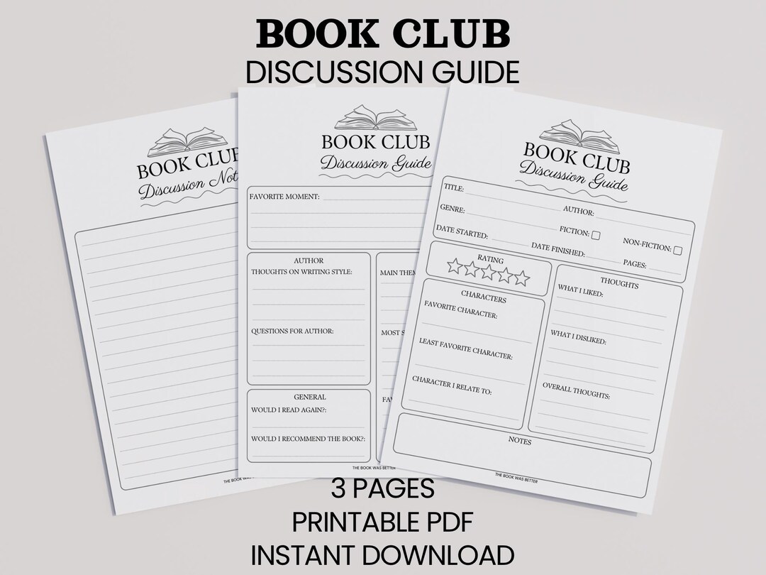 Book Club Discussion Guide Book Club Icebreaker Book Club Activities ...