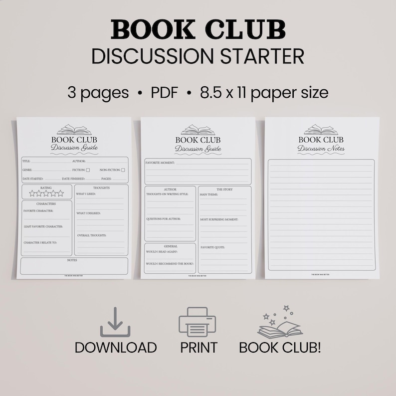 Book Club Discussion Guide Book Club Icebreaker Book Club Activities ...