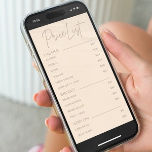 Lash Pricelist Template - Lash Price Menu Instagram Beauty Price List ...