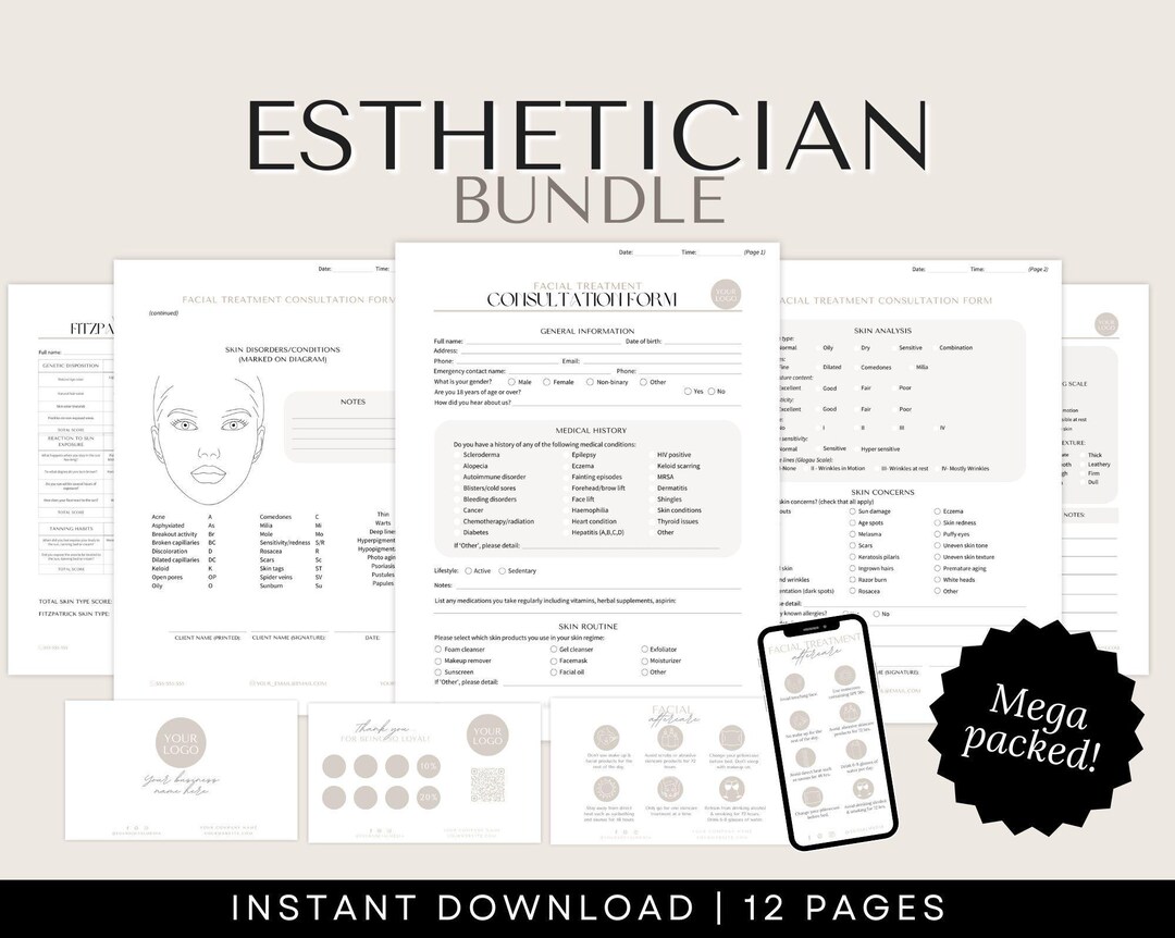 Facial Consent Form, Facial Consultation Form Includes Skin Analysis ...