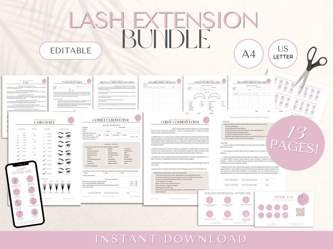 Eyelash Extension Consent Forms Lash Consent Form, Lash Client Record ...