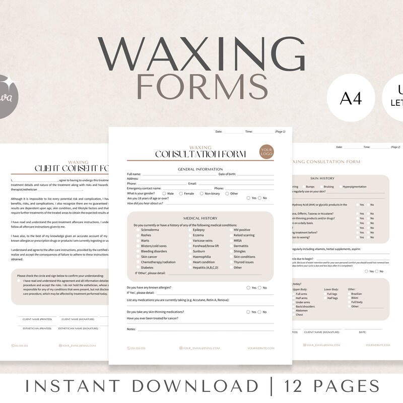 Waxing Consent Forms - Etsy