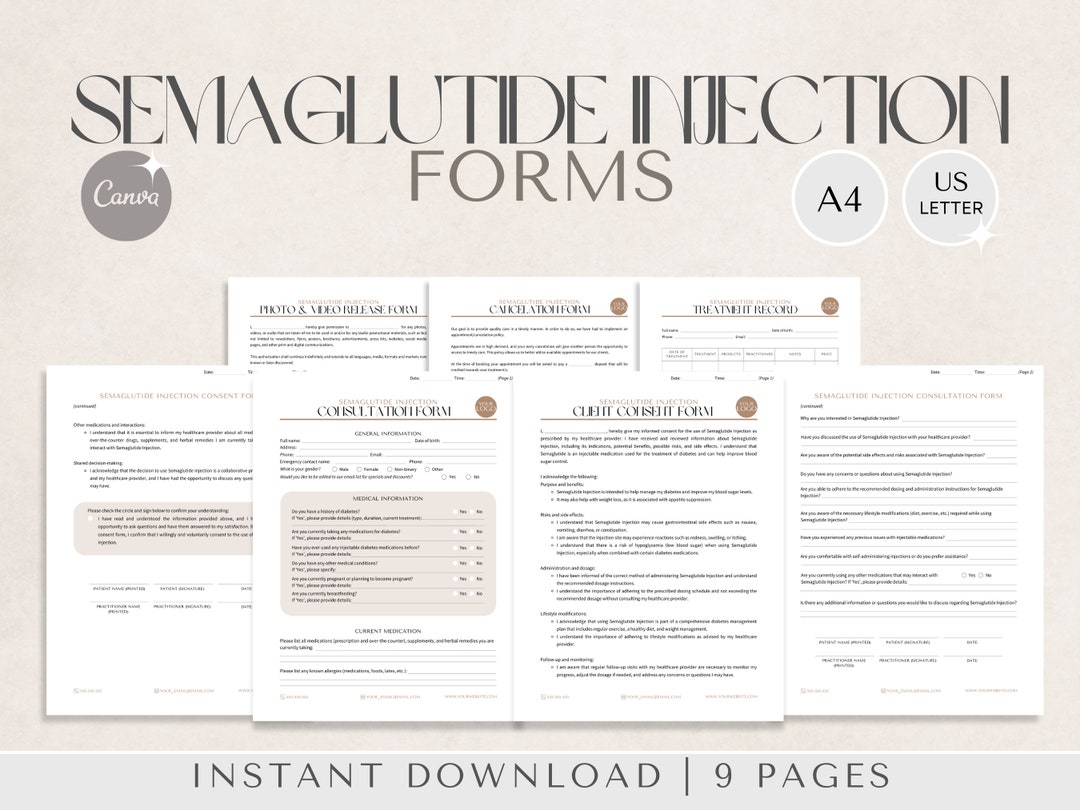 Semaglutide Injection Intake Form Semaglutide Consent Form, Weight Loss ...