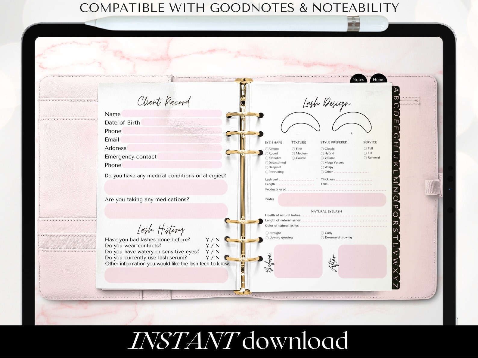 Lash Client Record Book - Client Record Book Lashes, Lash Tech Client ...