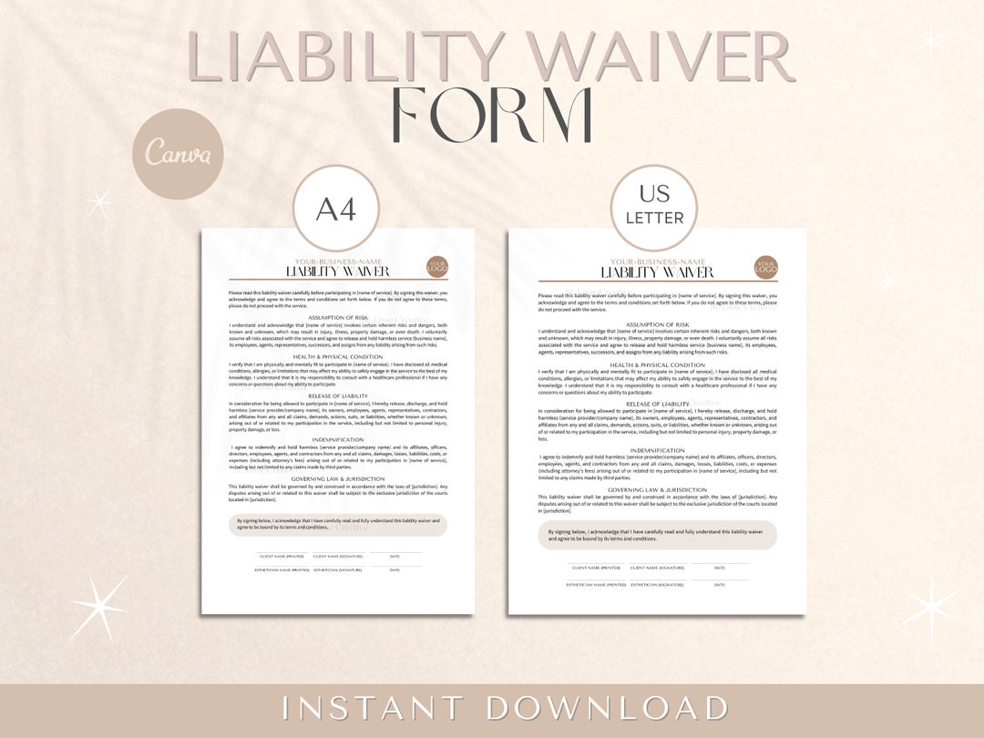 Liability Waiver Form Esthetician Liability Form, General Liability ...
