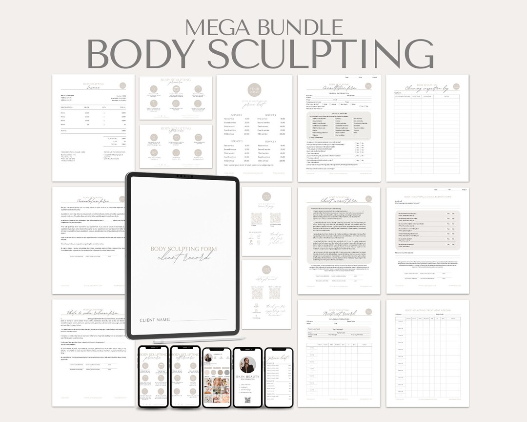 Body Sculpting Forms - Precare and Aftercare Cards, Esthetician Form ...