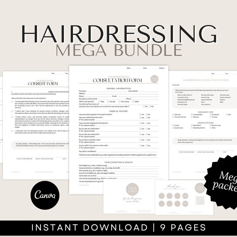 Hair Salon Forms - Etsy