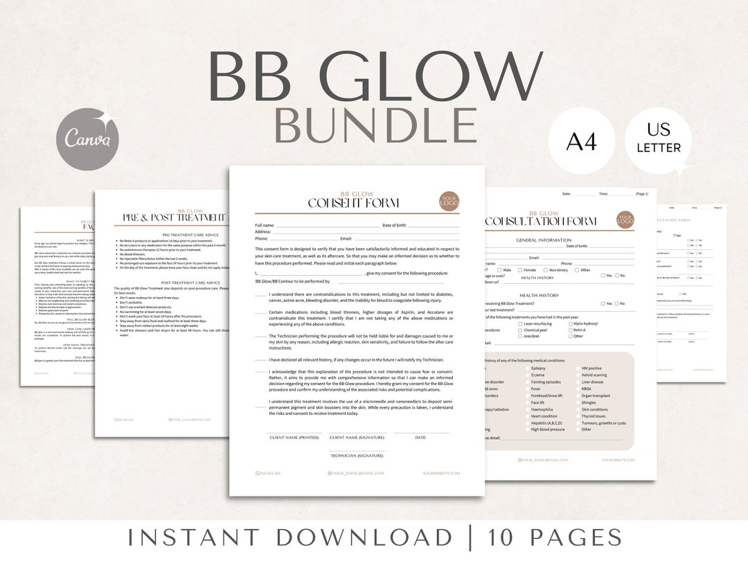 Bb Glow Consent Forms Bb Glow Intake Form Bb Glow Waiver Bb Glow Facial ...
