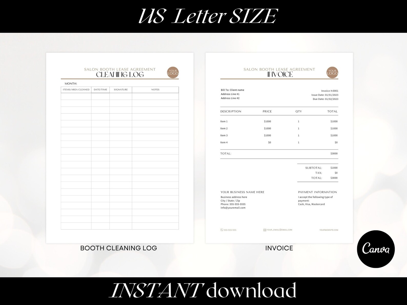 Professional Salon Booth Rental Contract Editable Booth Rental - Etsy