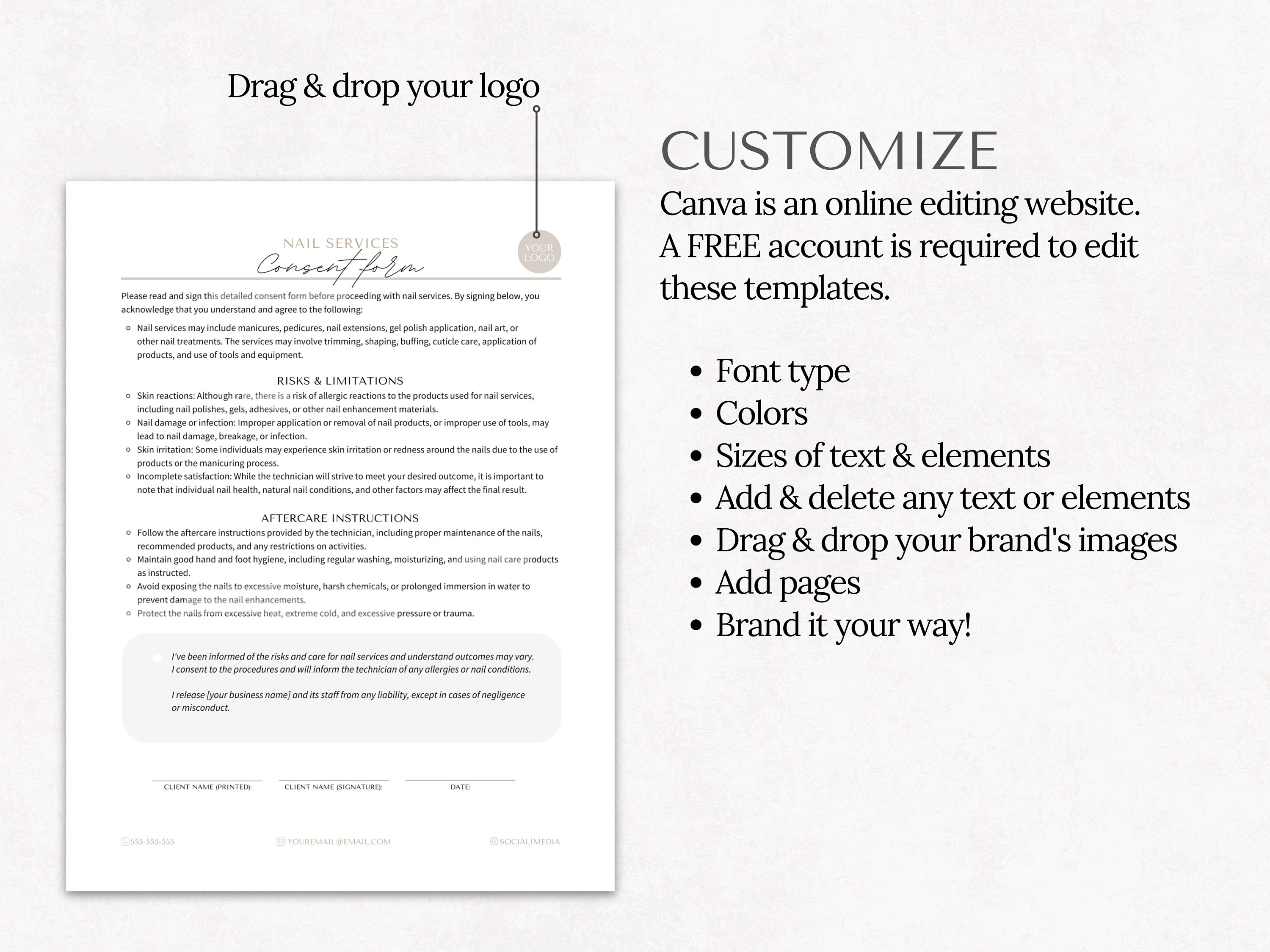 Nail Consent Forms - Nails Consultation Form, Form Nail Extensions ...