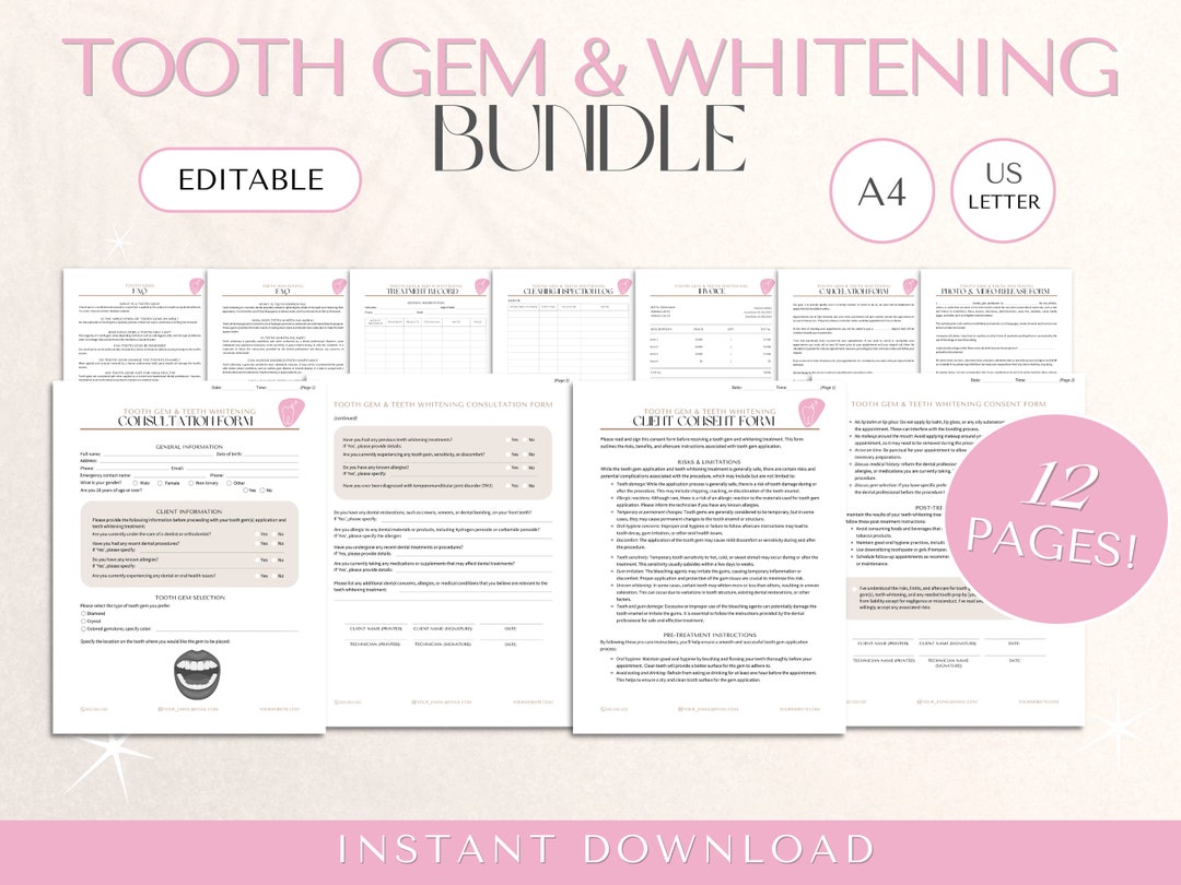 Tooth Gem and Whitening Forms Tooth Gem Consent Forms, Tooth Gem ...