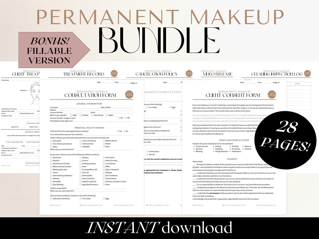 Pmu Consent Forms Permanent Makeup Consent Form Pmu Client - Etsy