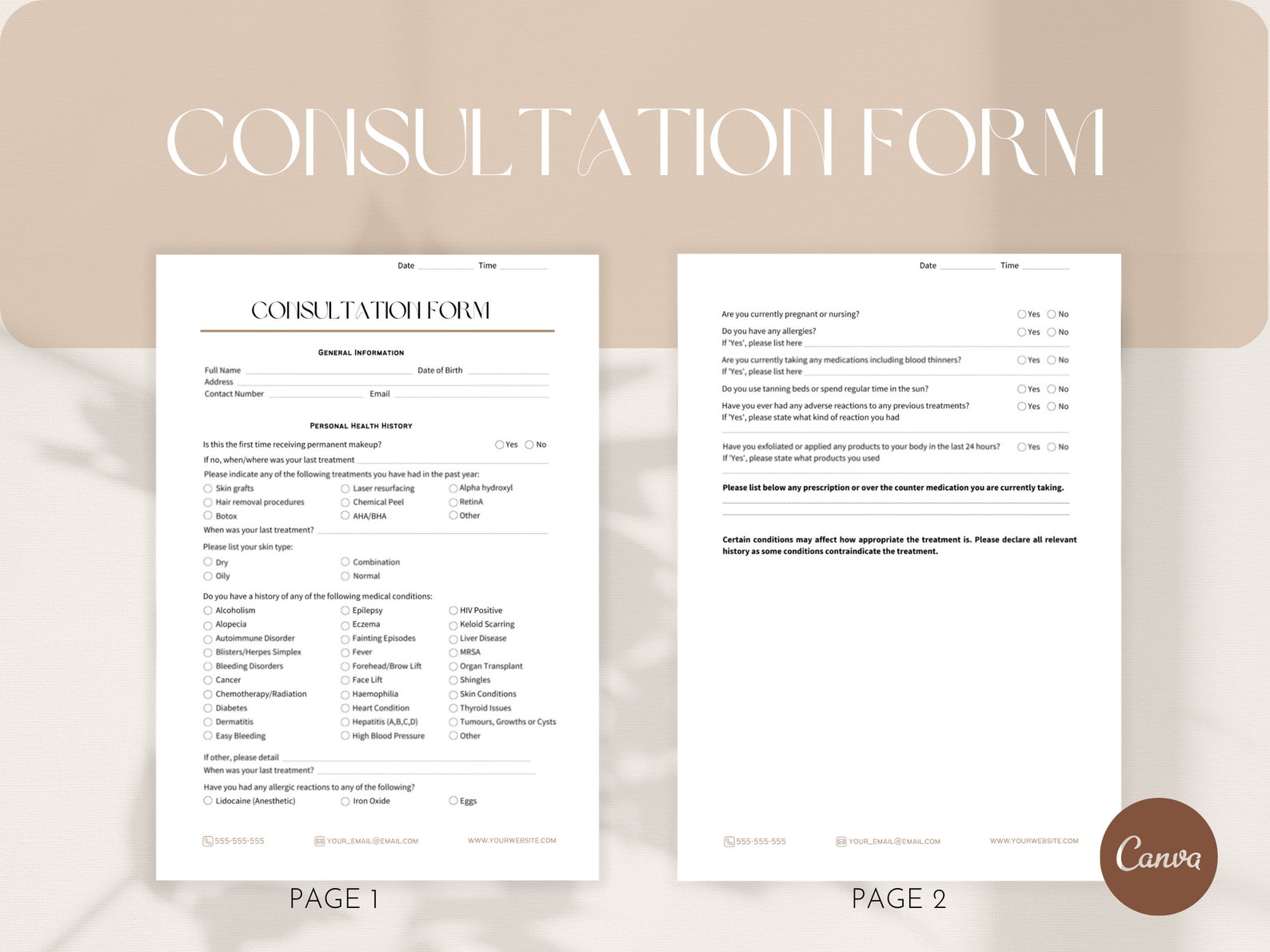 Pmu Consent Forms Permanent Makeup Consent Forms Pmu Aftercare - Etsy ...