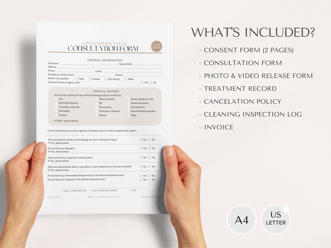 Cryotherapy Consent Form Cryo Facial Intake Form Cryotherapy ...