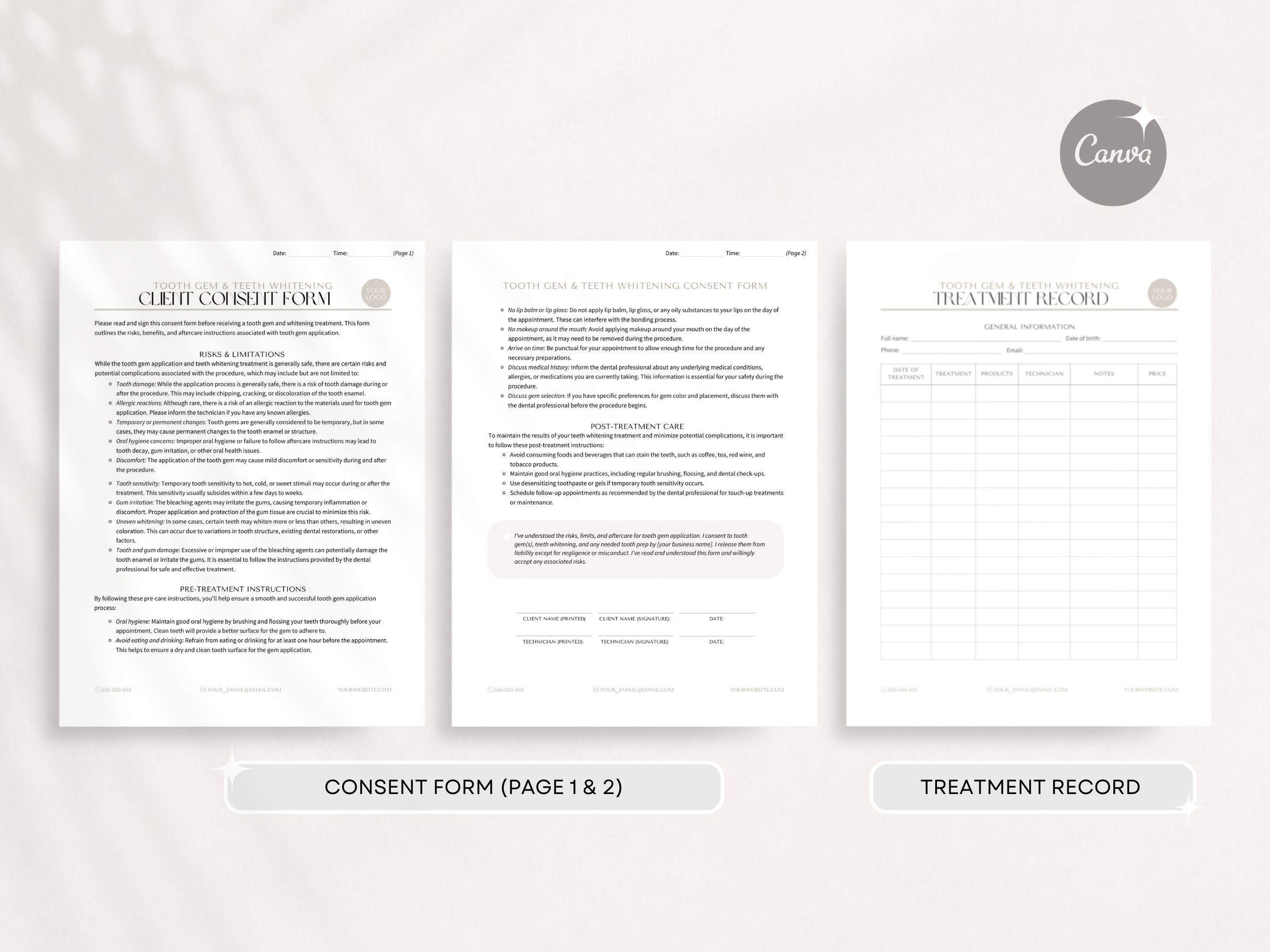 Tooth Gem and Whitening Forms Tooth Gem Consent Forms, Tooth Gem ...