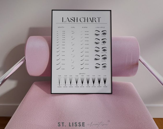 Digital Printable Lash Chart | Lash Guide Lash Chart Eyelash Extension ...